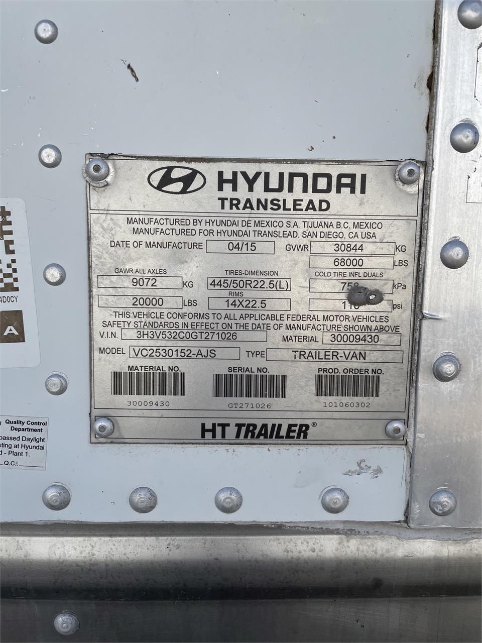2016 HYUNDAI DRY VAN - Coast Hyundai Trailer
